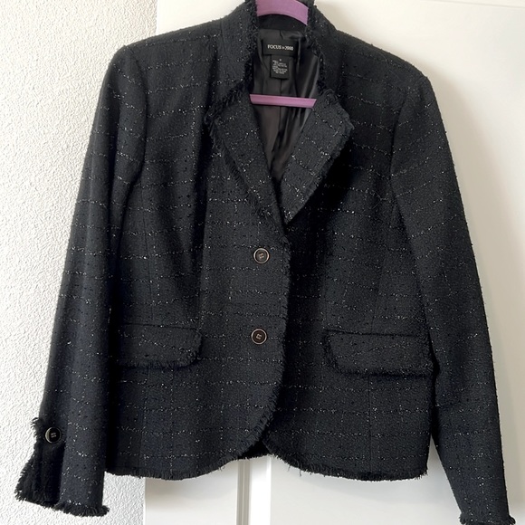 Focus 2000 | Jackets & Coats | Womens Black Chanel Type Jacket Size 2 ...